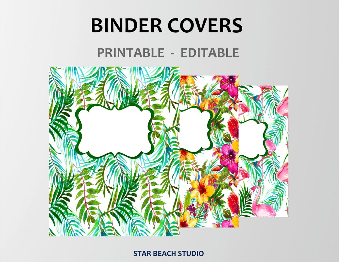 Binder Cover Printable Editable, Botanical Greenery Binder Insert ...