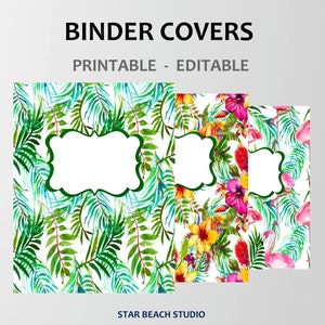 Binder Cover Printable Editable, Botanical Greenery Binder Insert ...