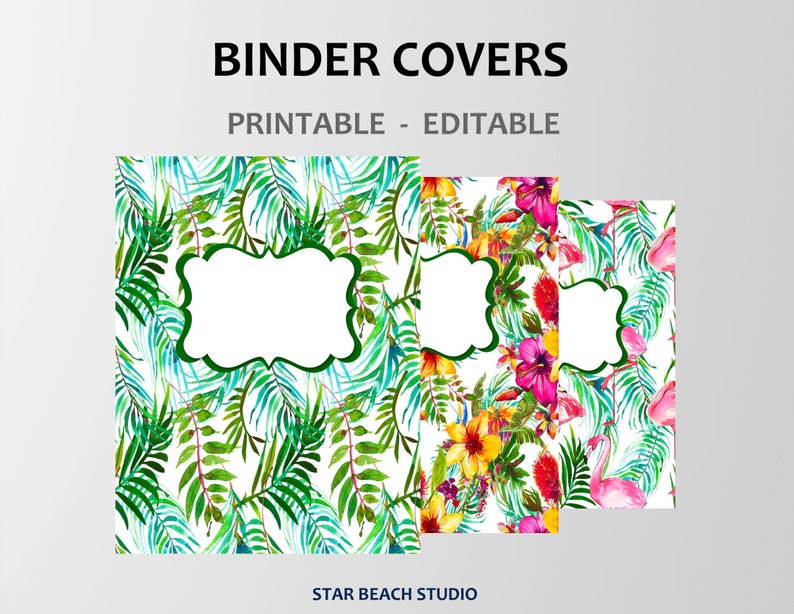 Binder Cover Printable Editable, Botanical Greenery Binder Insert ...