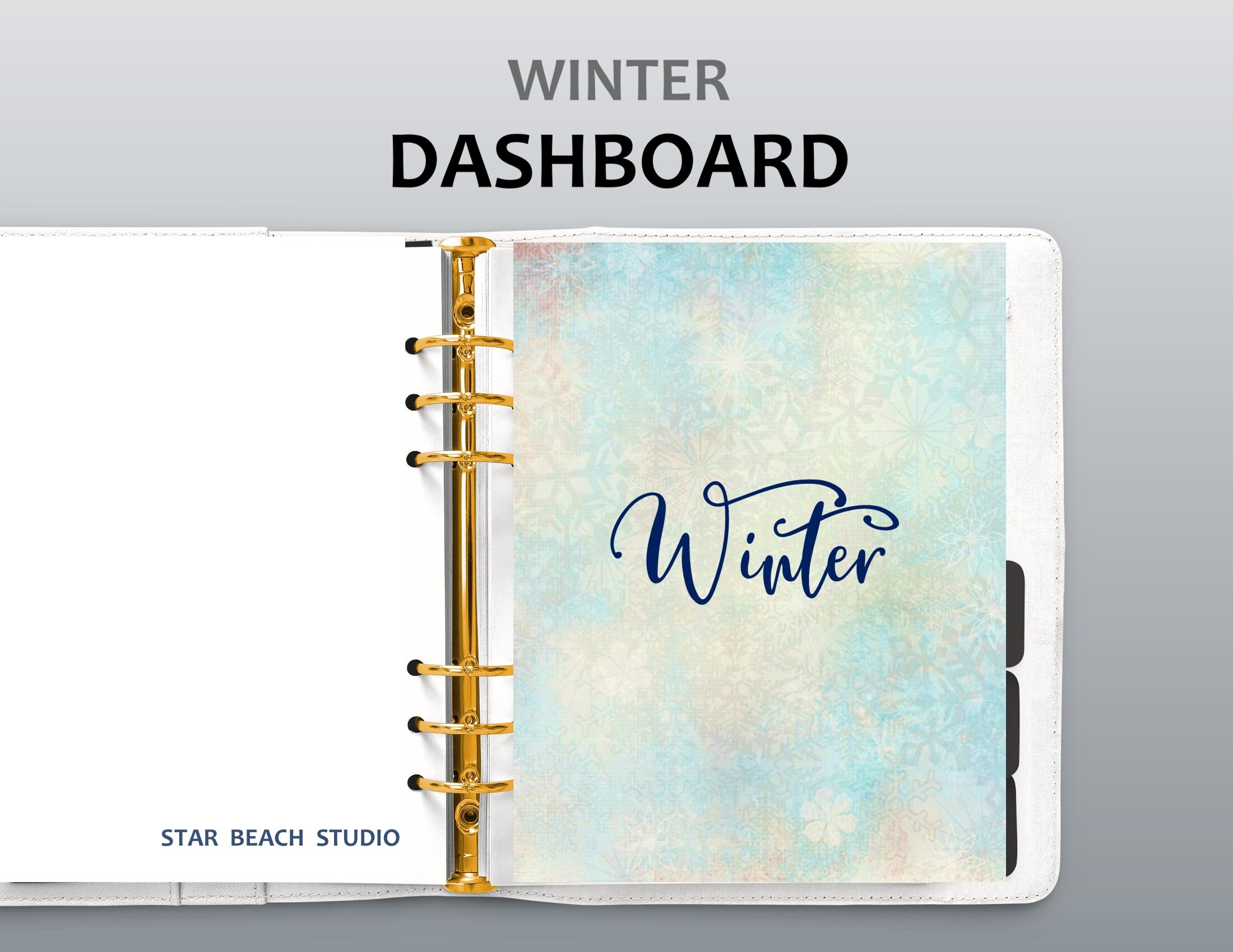 Winter Snowflakes Planner Dashboard Printable, Yellow and Blue Planner ...