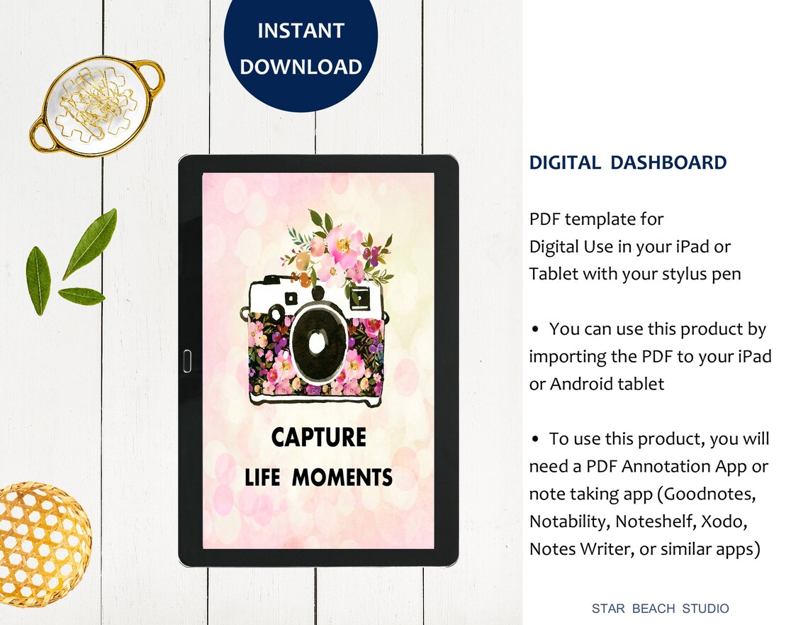 Camera Planner Dashboard Printable, Pink Floral Planner Insert, US ...