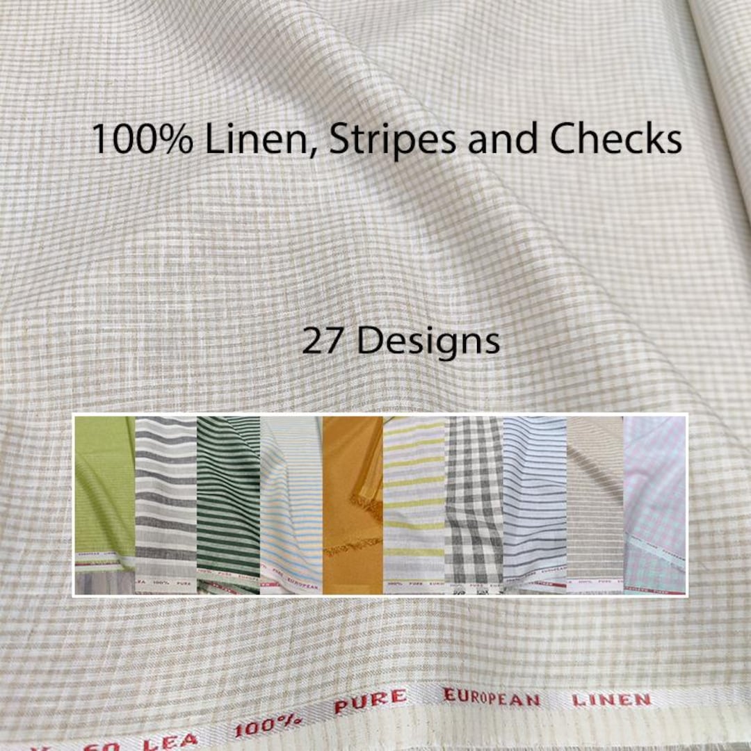 100% Linen Stripes and Checks Fabrics, Over 27 Designs Available. - Etsy