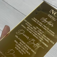 Gold Foil Acrylic Wedding Menu Card (4x9") - Etsy