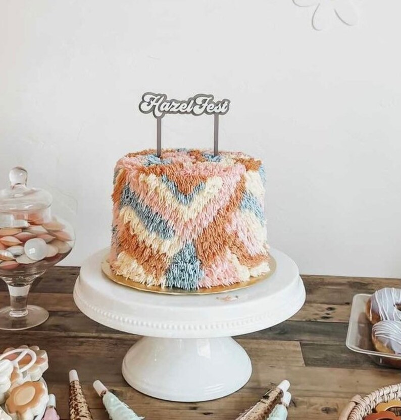 Retro Cake Topper Personalized Double Layer 1-line 5 Acrylic - Etsy