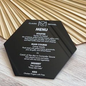 Personalized UV Printed Acrylic Menu | Hexagon, Wedding & Events ...