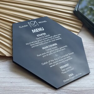 Personalized UV Printed Acrylic Menu | Hexagon, Wedding & Events ...