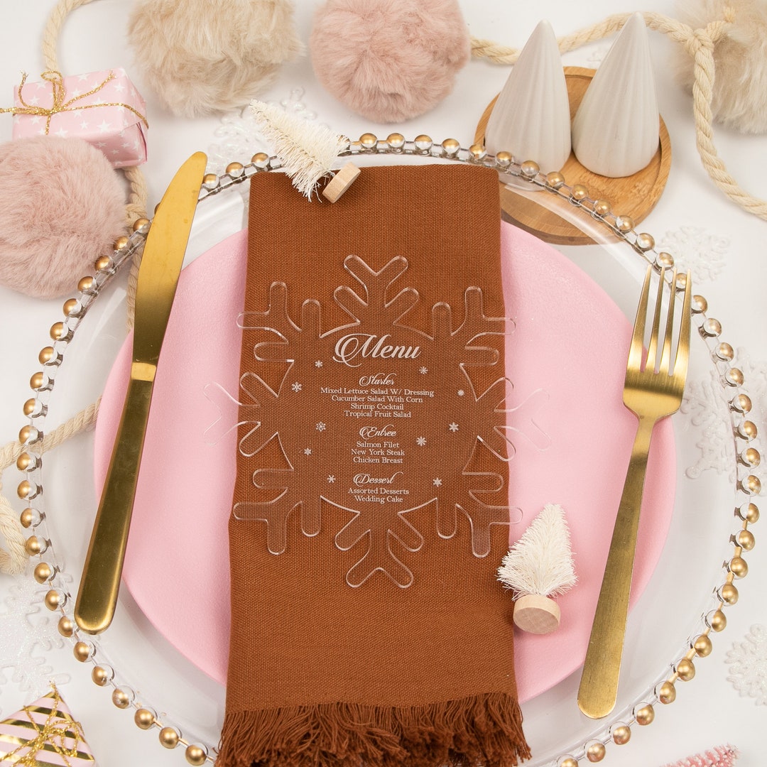 Snowflake Menu | Pack of 10 | Custom Acrylic | Laser Engraved | 3 ...