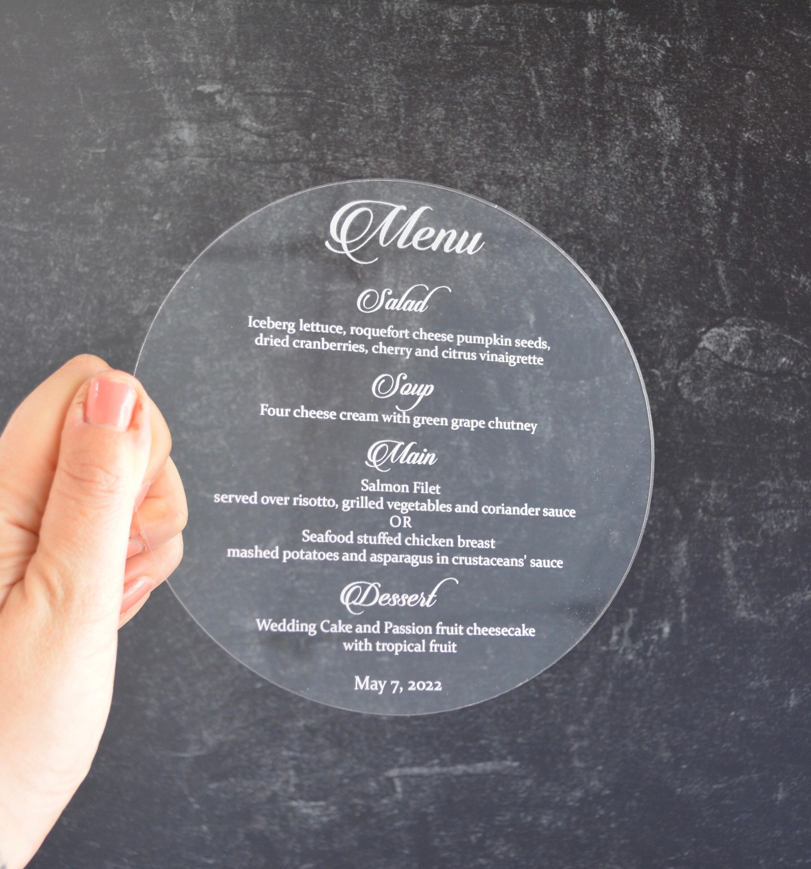 Custom Menu Elegant Circle Round Acrylic Wedding Menu Cards | Etsy
