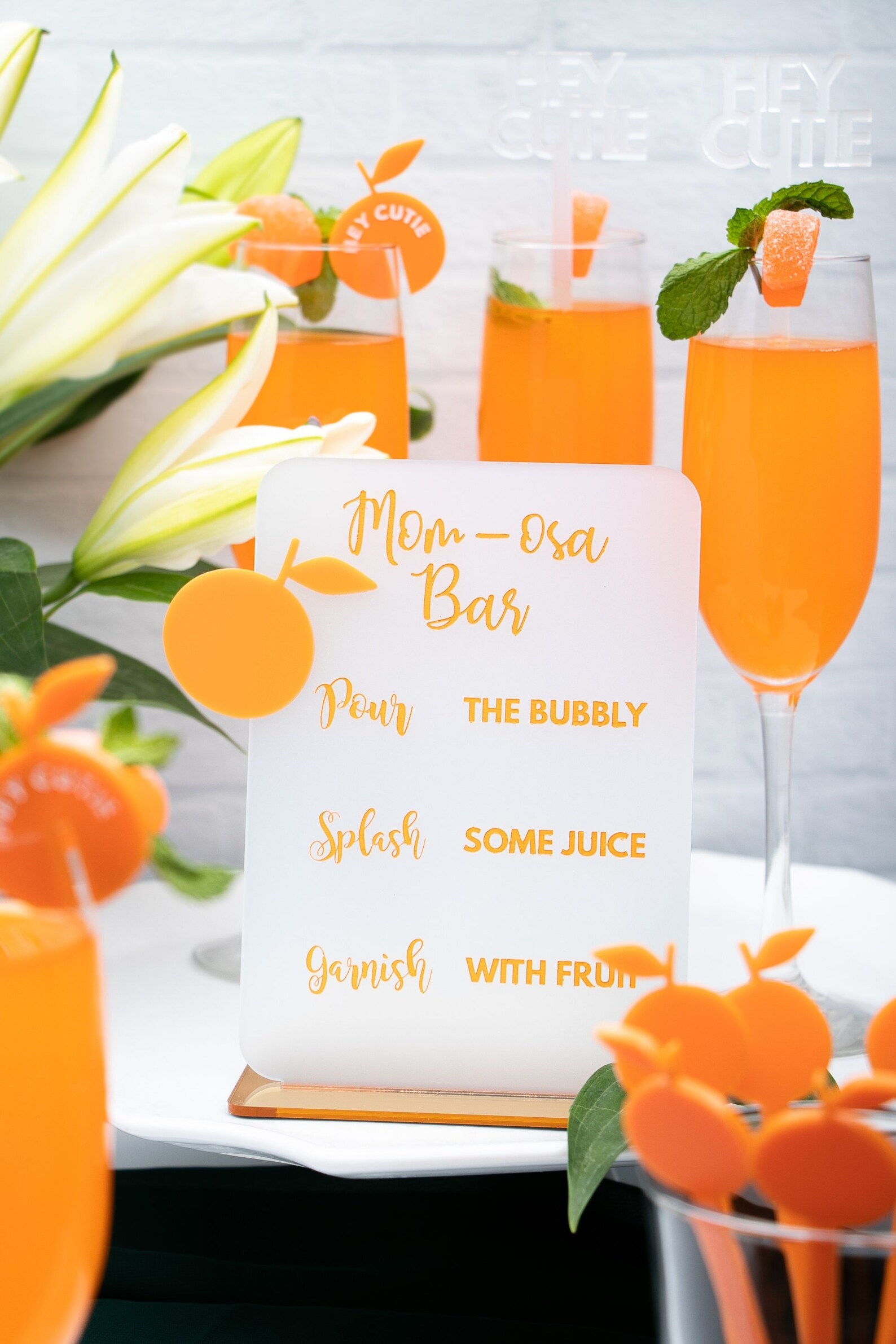 Hey Cutie Bar Menu Mom-osa Baby Shower Orange Mandarin | Etsy