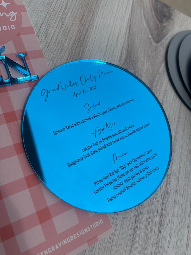 Custom Menu Elegant Circle Round Acrylic Wedding Menu Cards ...