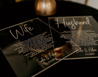 Custom Vow Sheets - His & Hers Personalised Keepsakes. Engraved Wedding ...