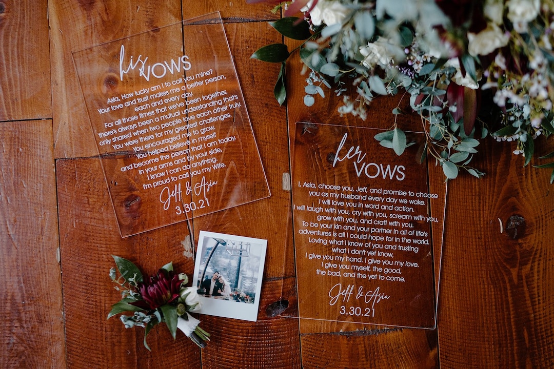 Custom Vow Sheets - His & Hers Personalised Keepsakes. Engraved Wedding ...