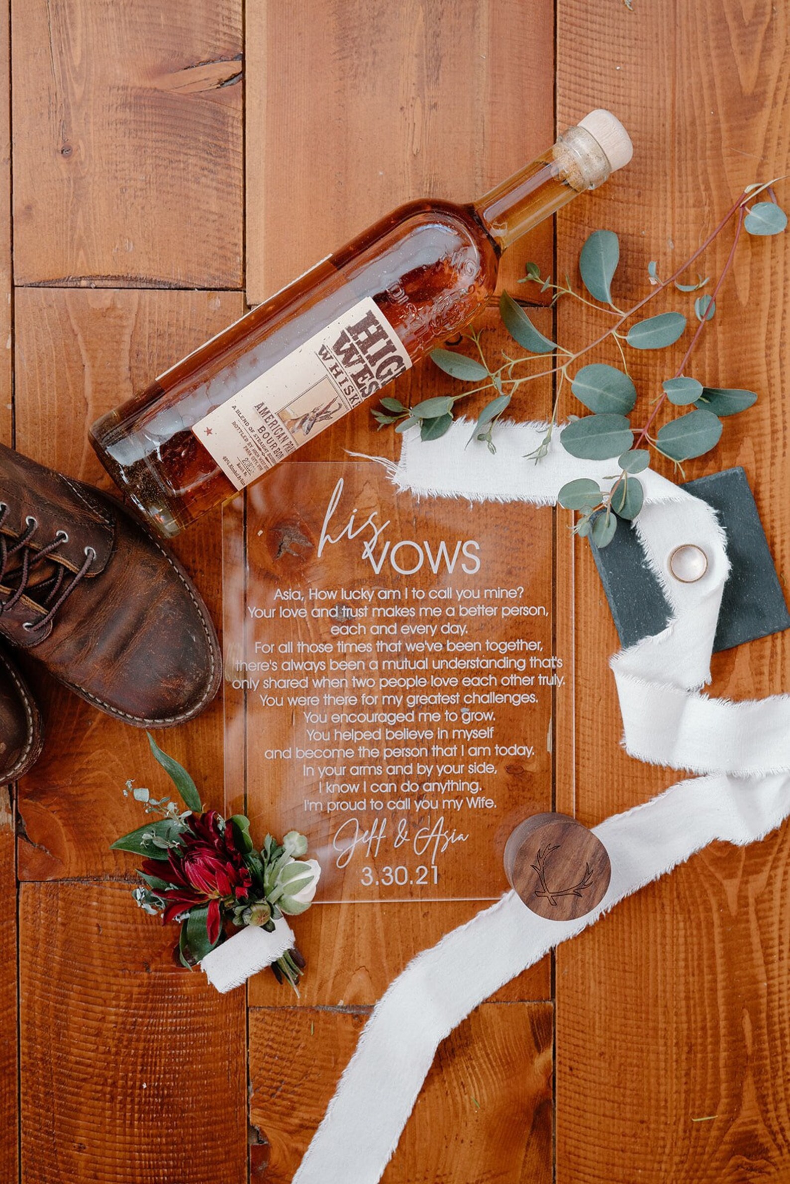 Custom Vow Sheets - His & Hers Personalised Keepsakes. Engraved Wedding ...