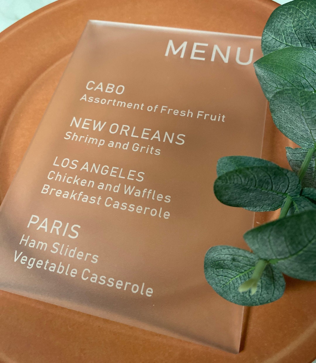 Custom 5 X 7 Acrylic Wedding Menu Cards Personalized Laser Engraved ...