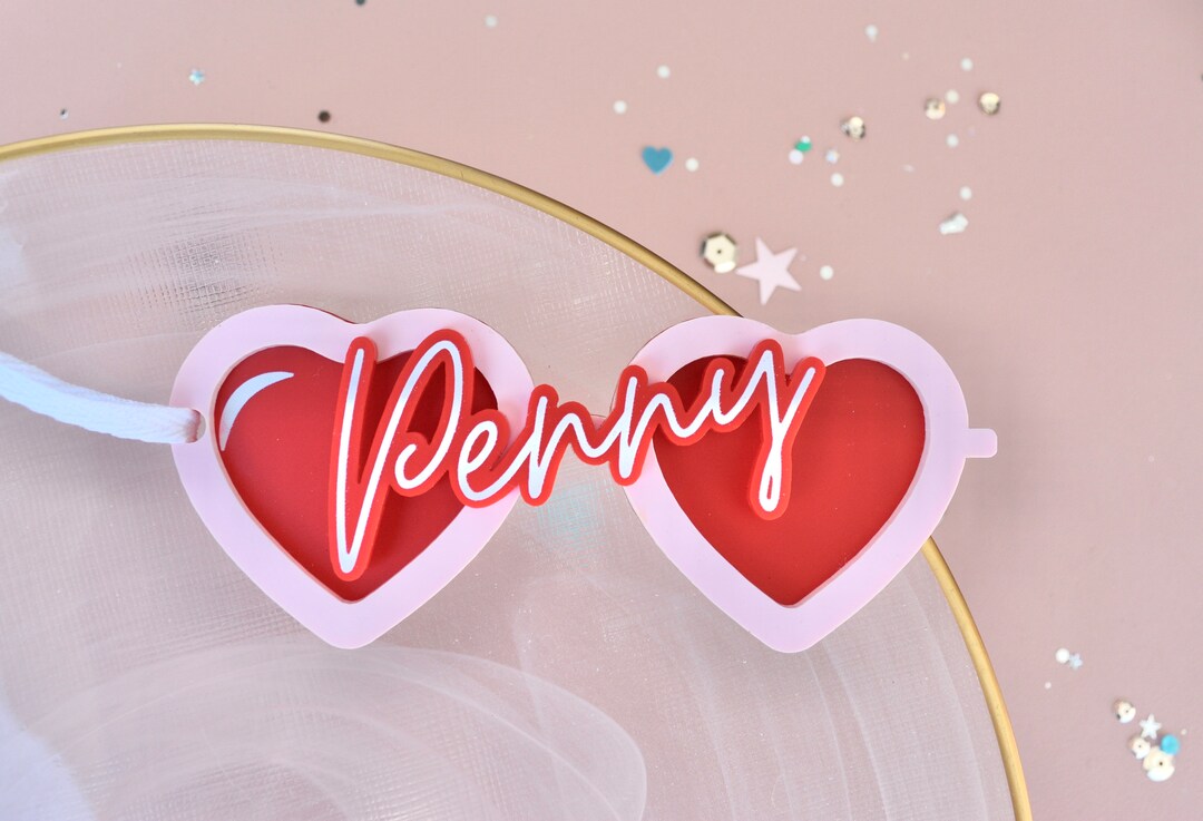 Personalized Sunglasses Valentines Name Tag Custom Acrylic Choose Color ...