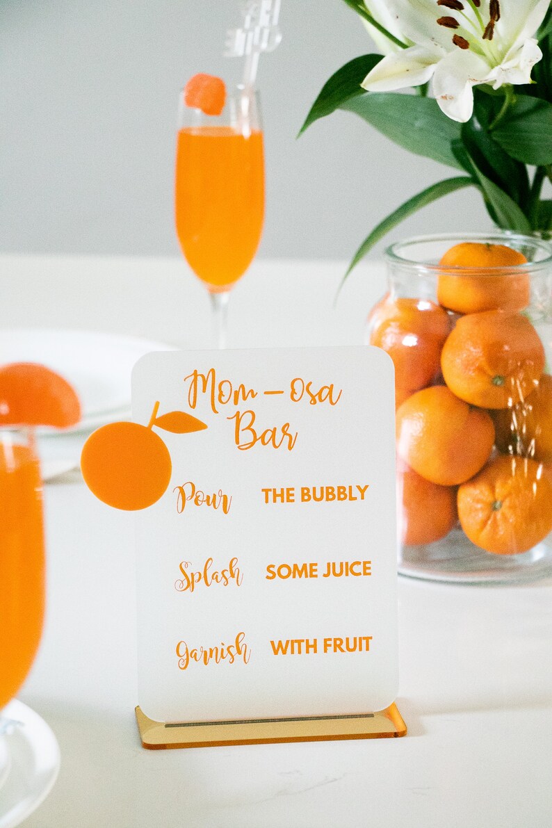Hey Cutie Bar Menu Mom-osa Baby Shower Orange Mandarin | Etsy