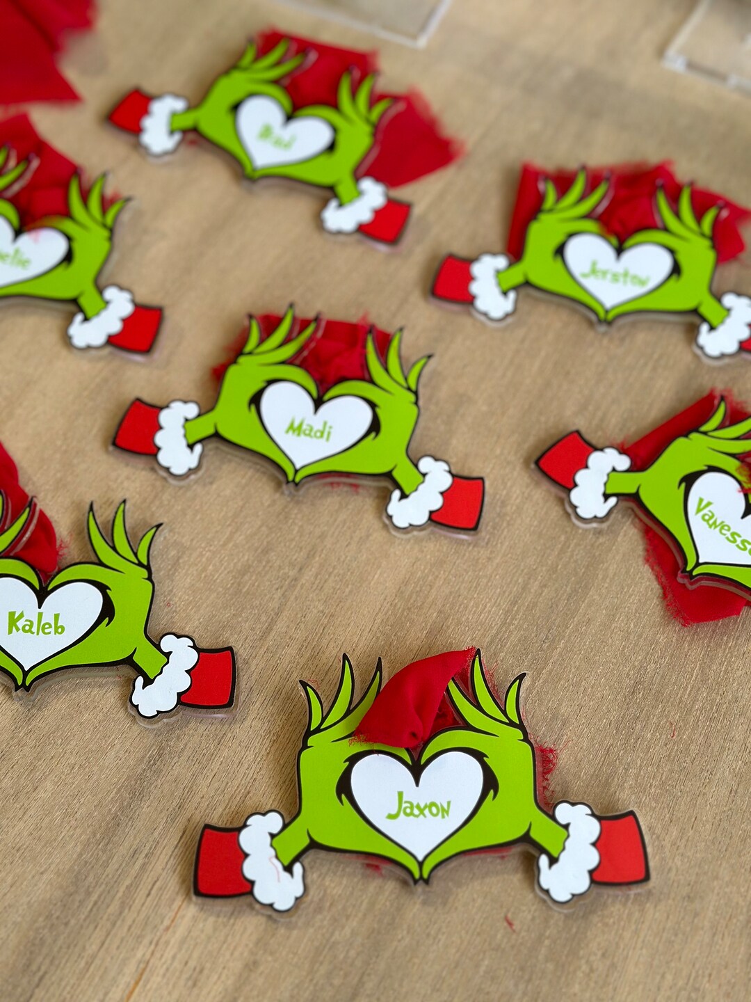 Custom Acrylic Grinch Place Settings 5 Gift Tags Favor - Etsy