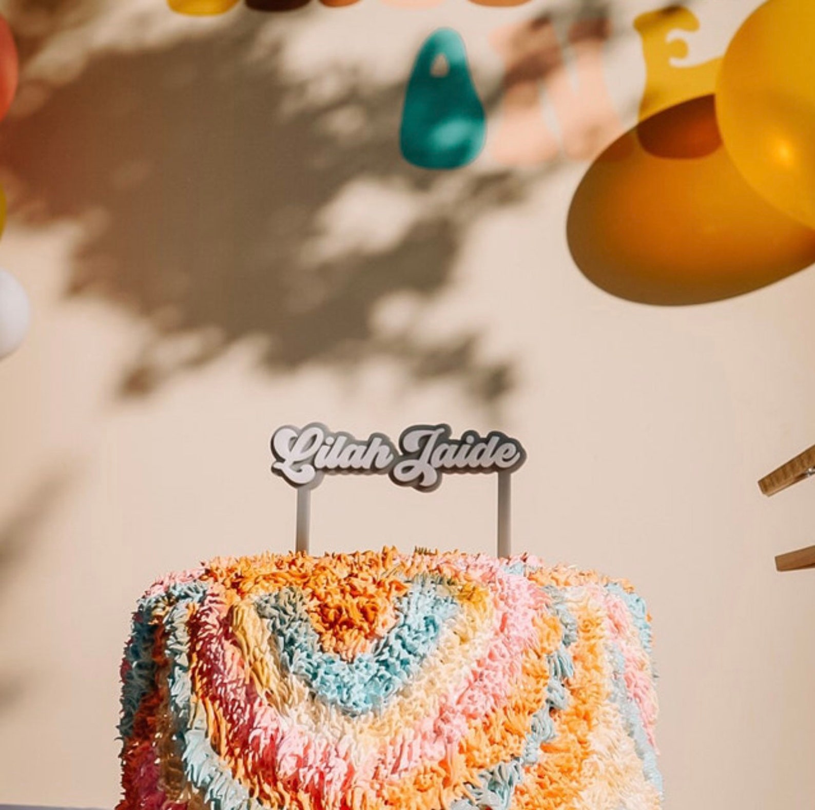 Retro Cake Topper Personalized Double Layer 1-line 5 Acrylic - Etsy