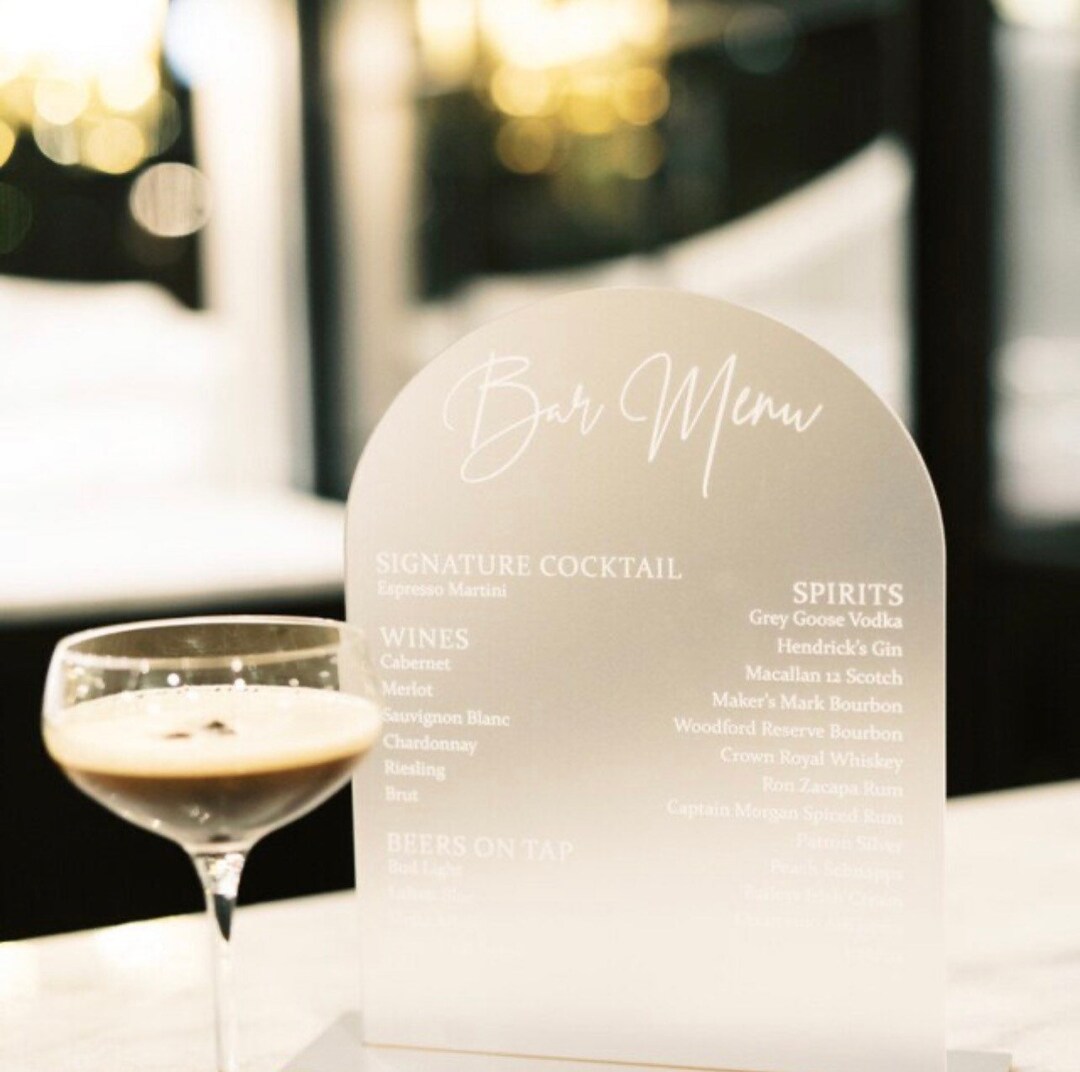 Custom Bar Menu 8x10 Acrylic Wedding Event Laser Cut With Your - Etsy