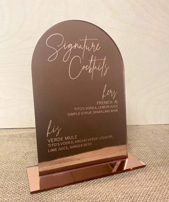 Custom Bar Menu 5x7 Acrylic Wedding Event Engraved Laser Cut | Etsy