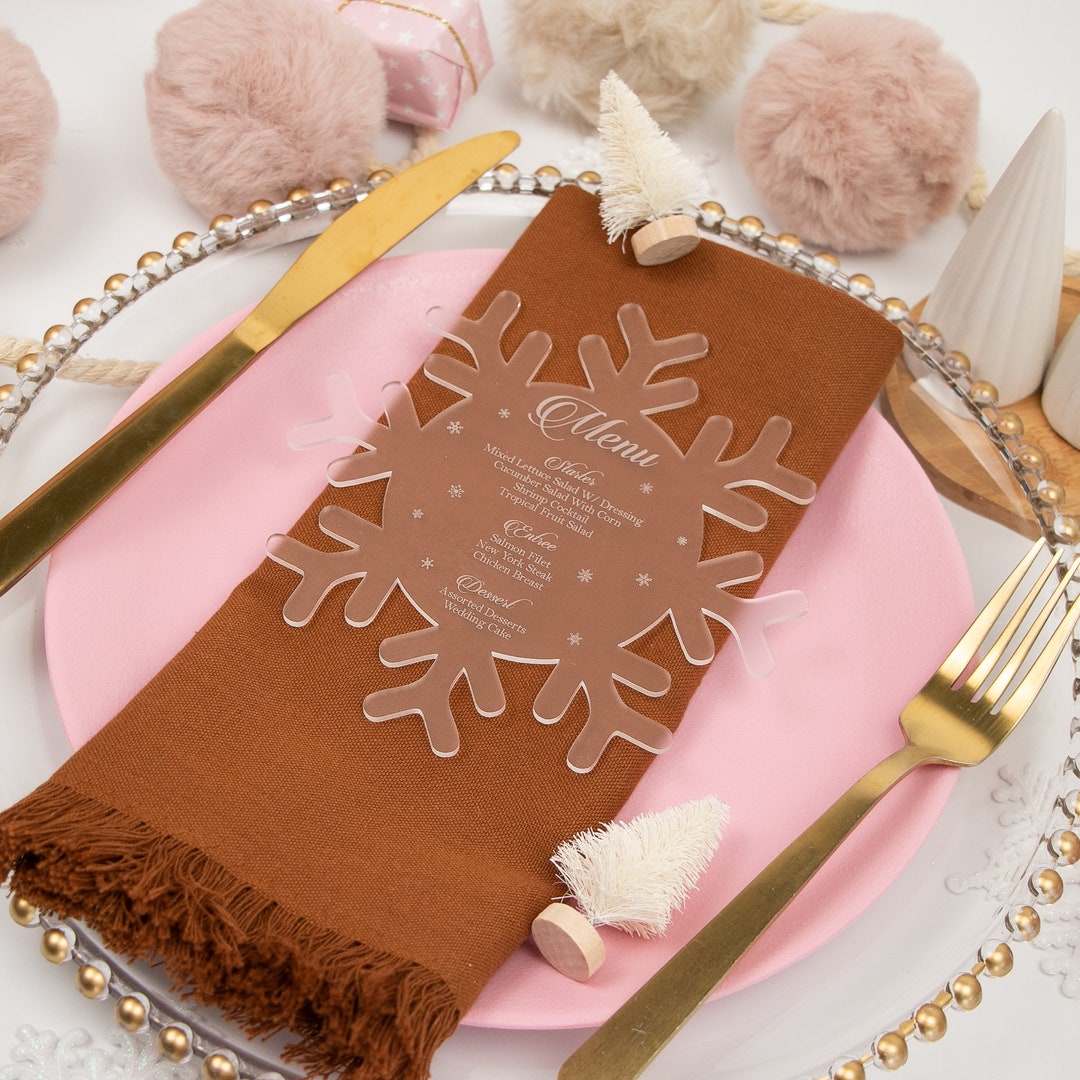 Snowflake Menu Pack of 10 Custom Acrylic Laser Engraved 3 Colors ...