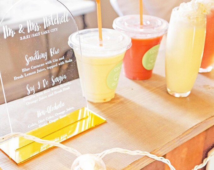 3D Acrylic Bar Menu Sign Drink Menu Wedding Bar Menu Acrylic Signs ...