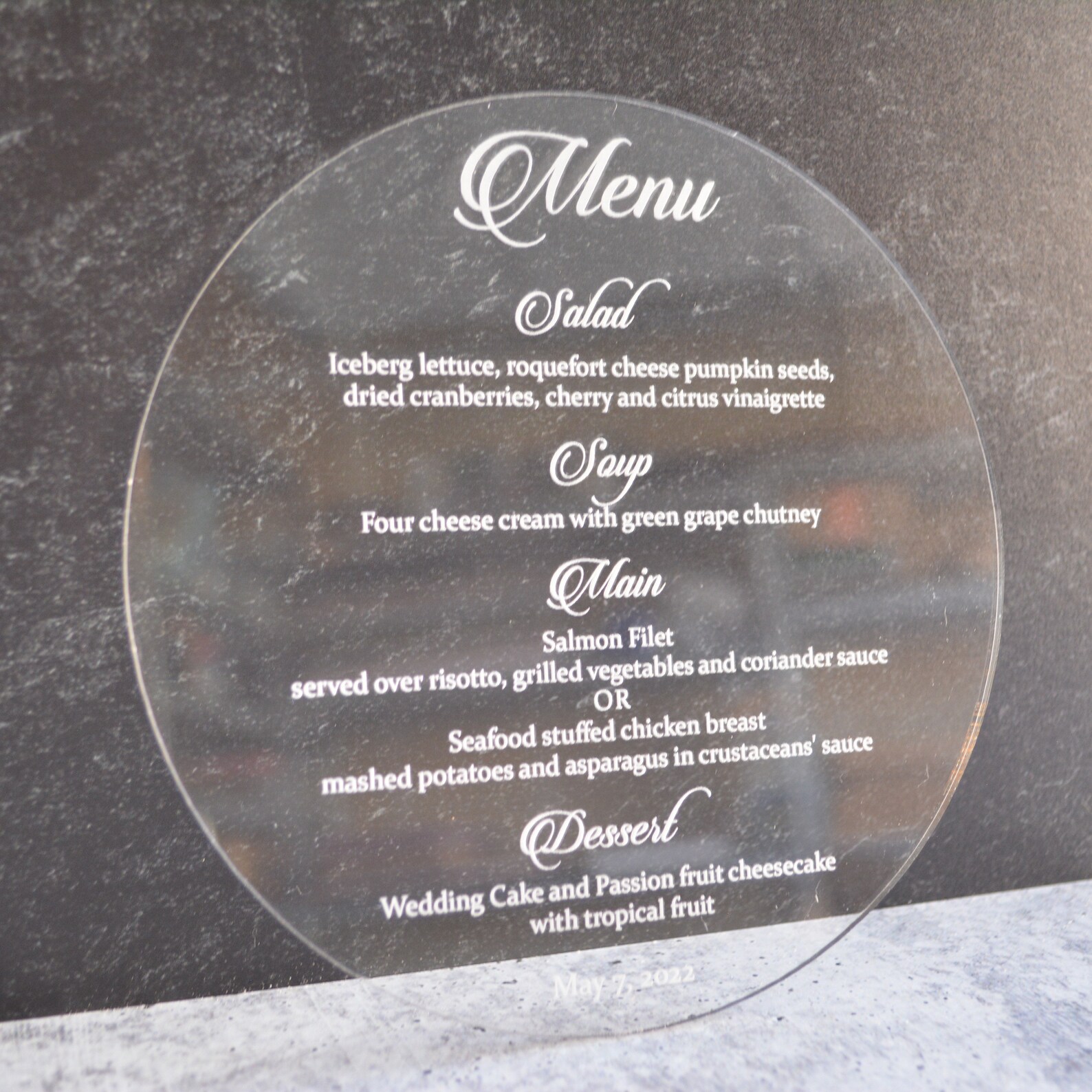 Custom Menu Elegant Circle Round Acrylic Wedding Menu Cards - Etsy