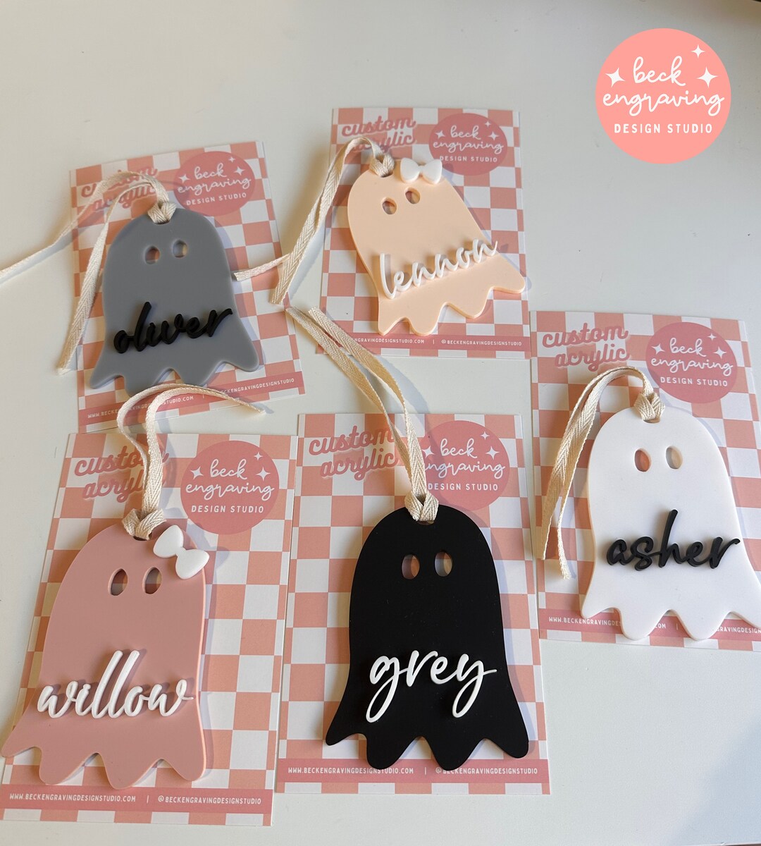 Custom Ghost Name Tag Personalized Acrylic Choose Color Halloween - Etsy