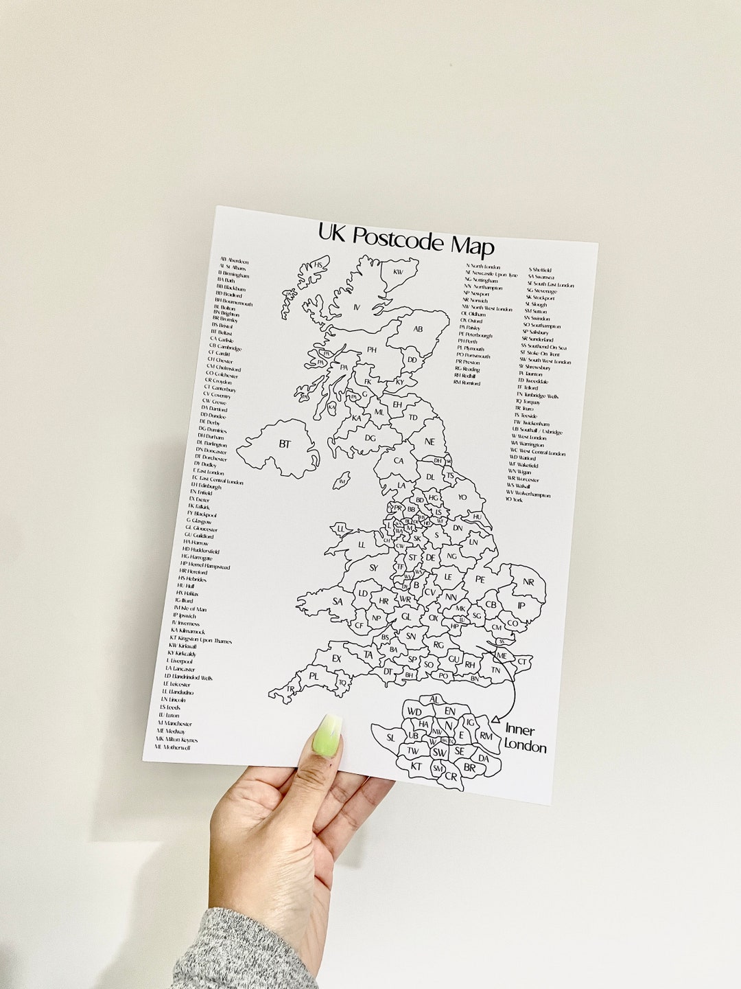 UK Postcode Sales Map Sales Tracker Colouring Page Business - Etsy