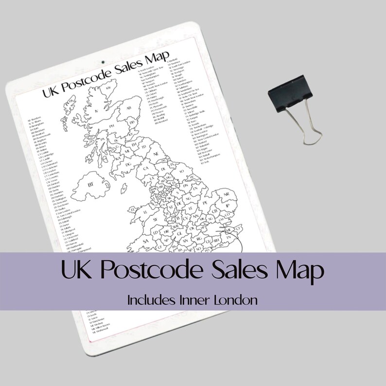 UK Postcode Sales Map Sales Tracker Colouring Page Business - Etsy