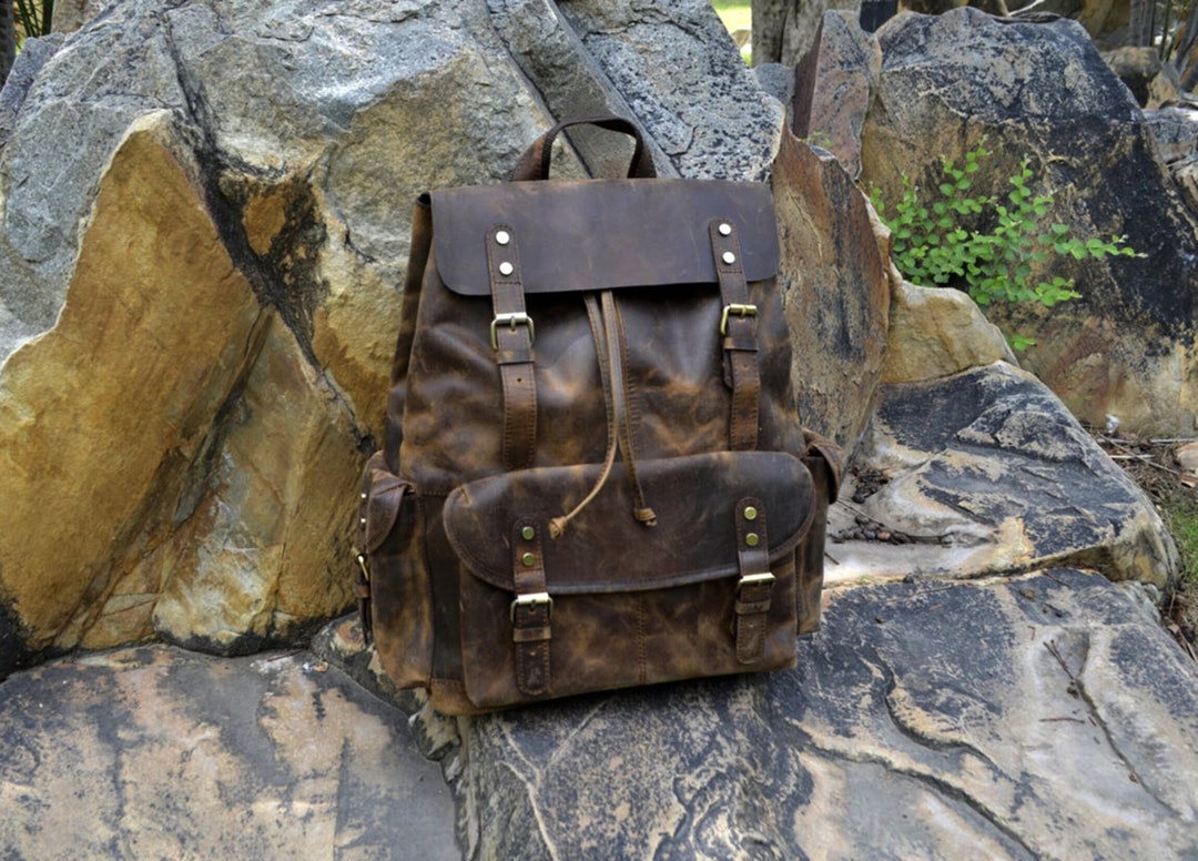 Buffalo Leather Rucksack Vintage Travel Laptop Bag College School ...