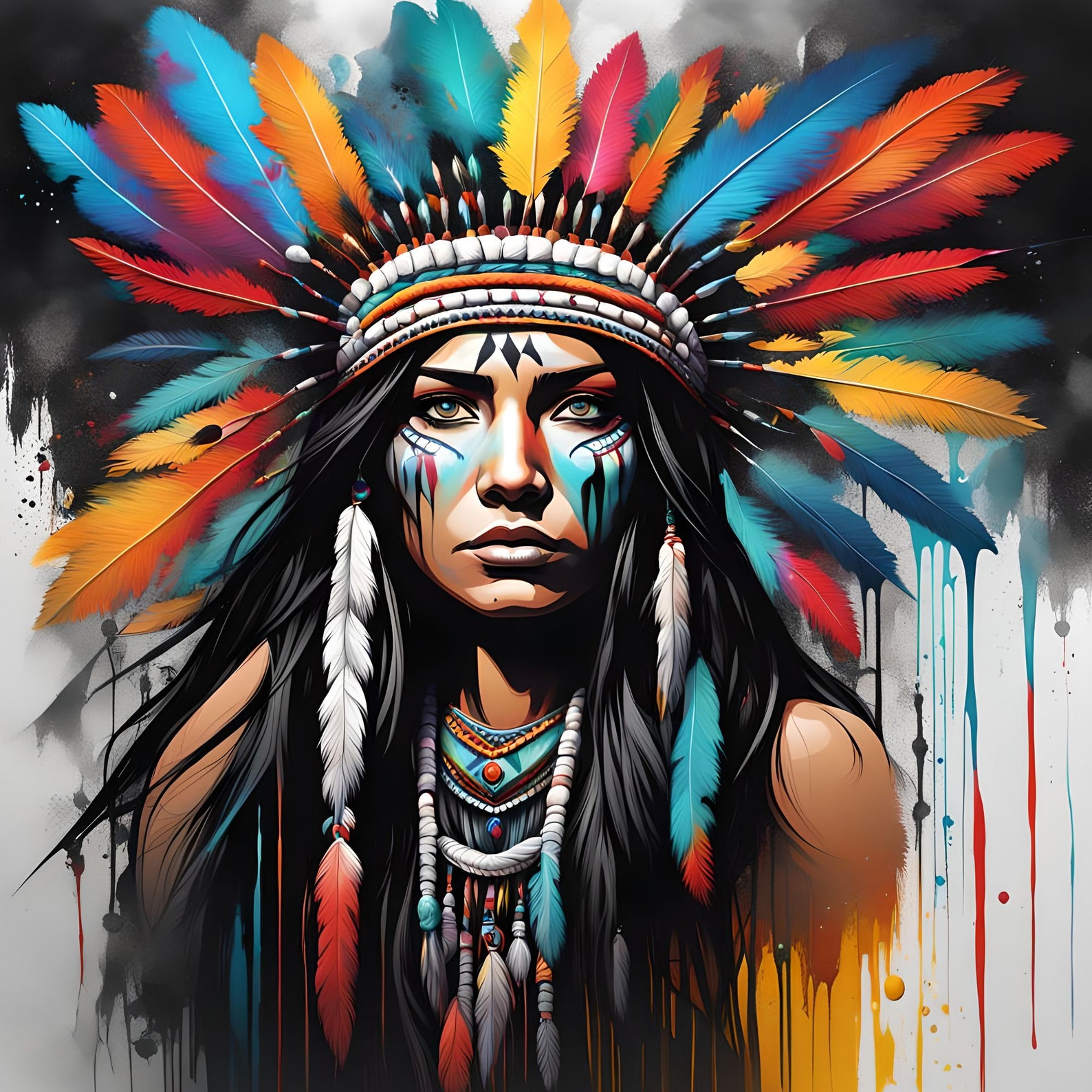 Sacred Princess: - Splash Art, Western Home Decor, Native American Home ...