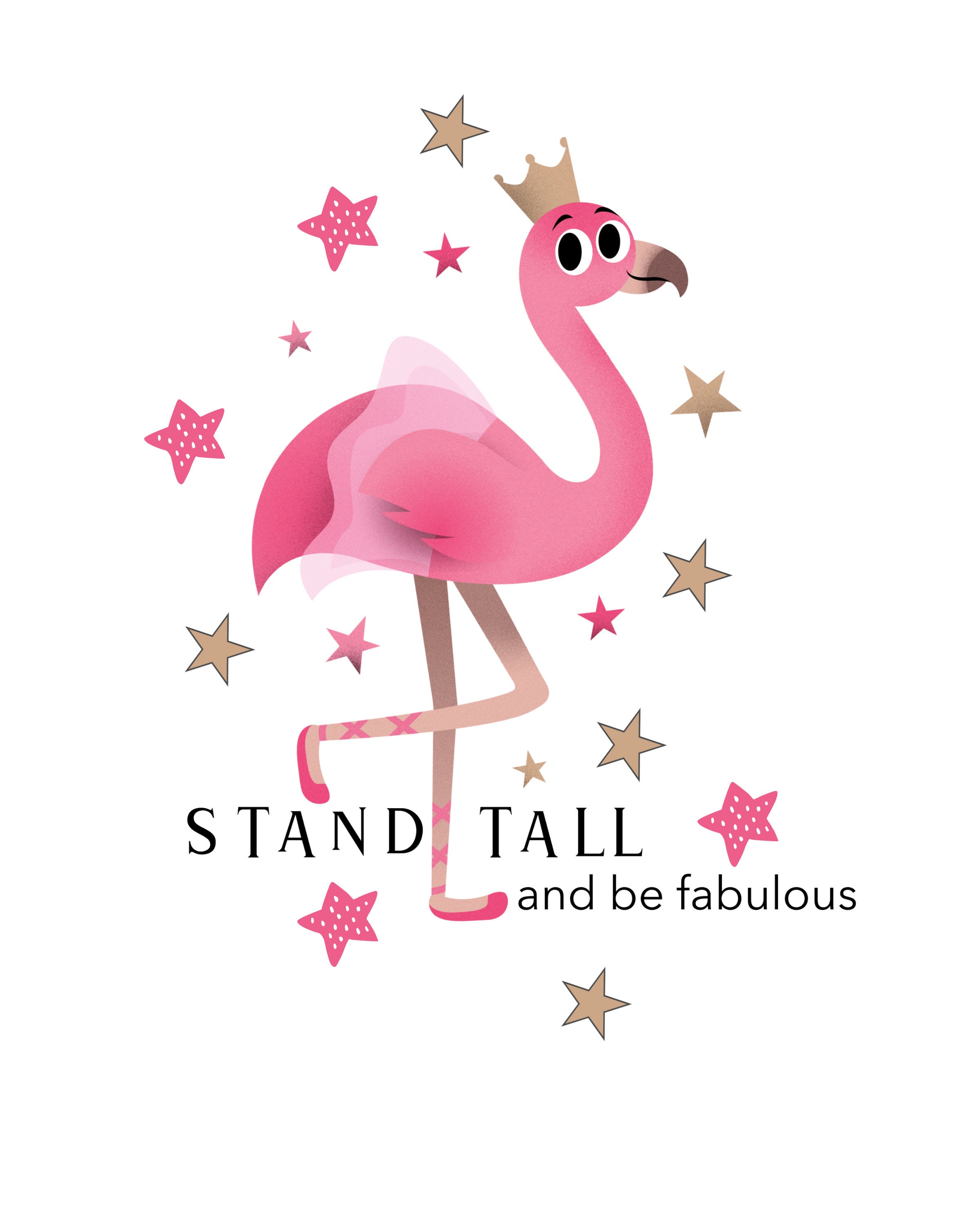 Stand Tall and Be Fabulous Pink Flamingo Nursery Art Bundle, Teen Room ...