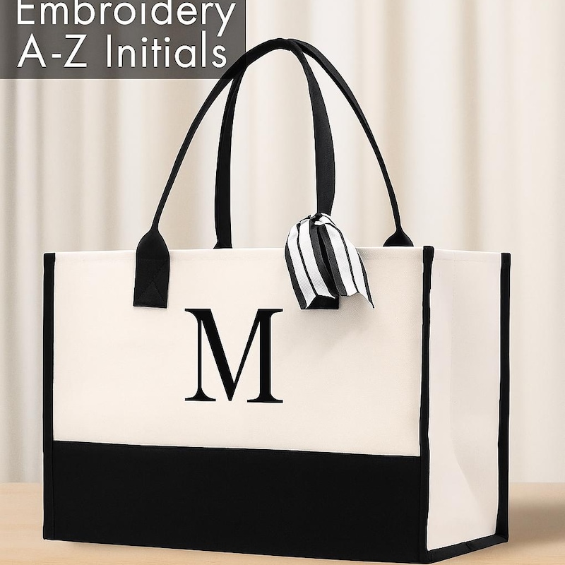 Initial Tote Bag - Etsy