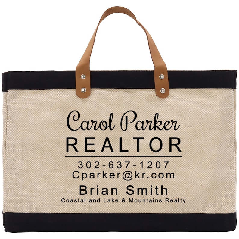 Personalized Realtor Jute Tote Bag, Custom Real Estate Agent Gift ...
