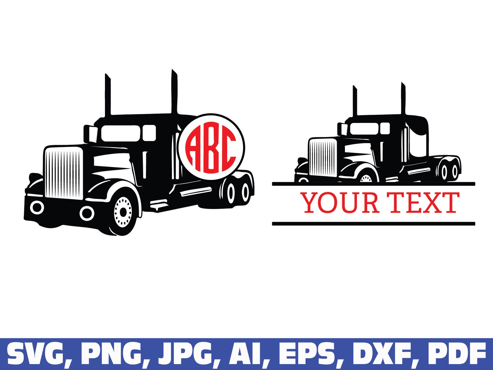 Semi Truck Svg Semi Truck Monogram Svg Truck Driver Svg - Etsy