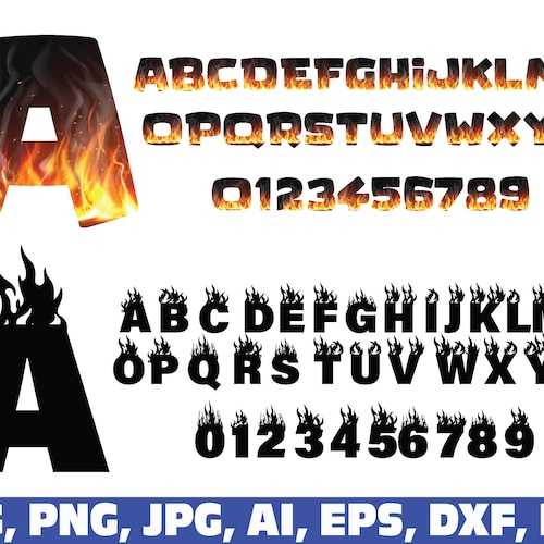 Fire Alphabet Flame Font SVG PNG DXF - Etsy