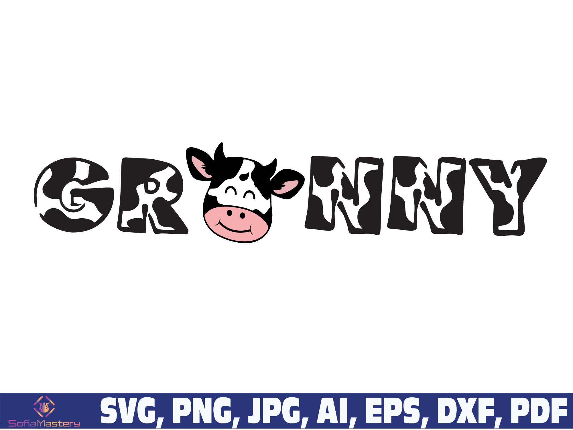 Granny Cow Print Svg Png Grandmother Svg Cow Grandma - Etsy Australia