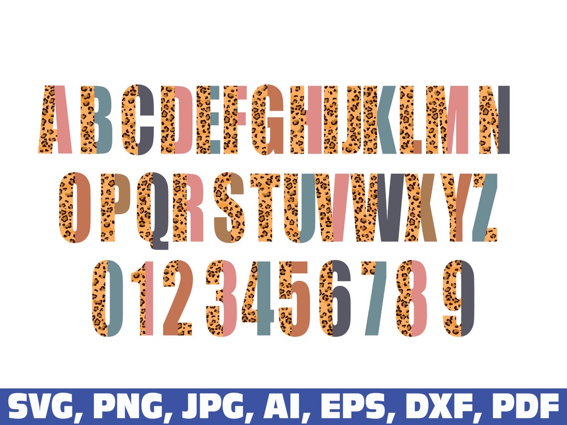 Leopard font svg Leopard cheetah half print font letters | Etsy