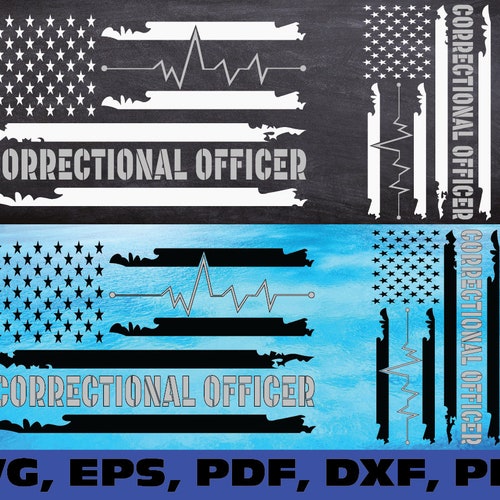 Correctional Officer Flag Cuffs Thin Silver Line Flag Etsy