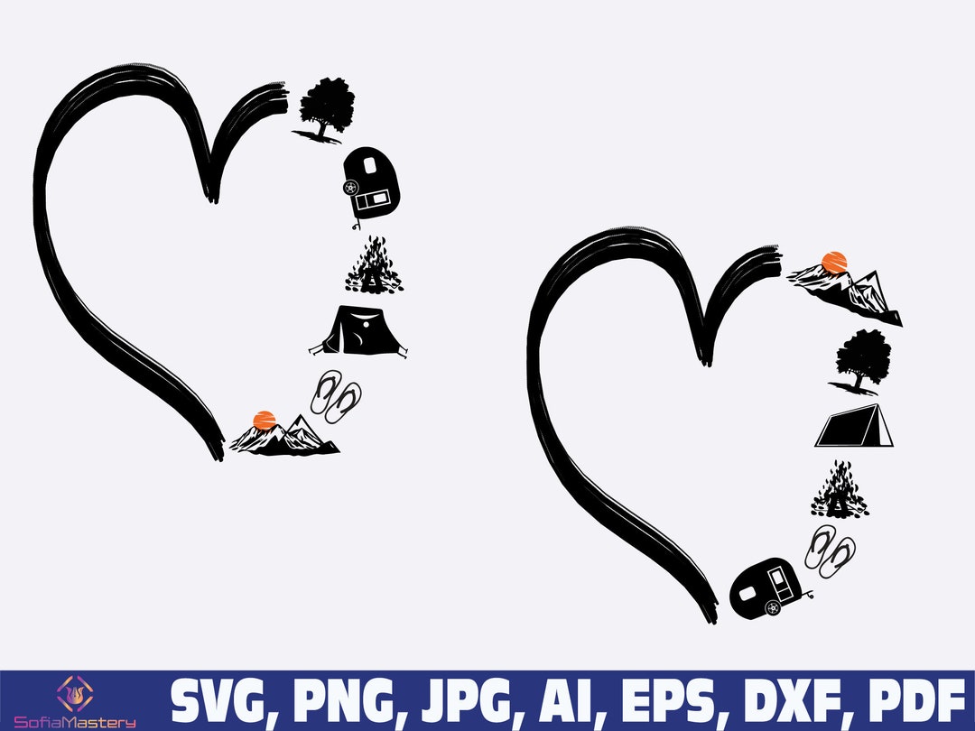 Camping Heart Svg Png, Camping Svg, Heart Svg, Love to Camp, Camper Svg ...