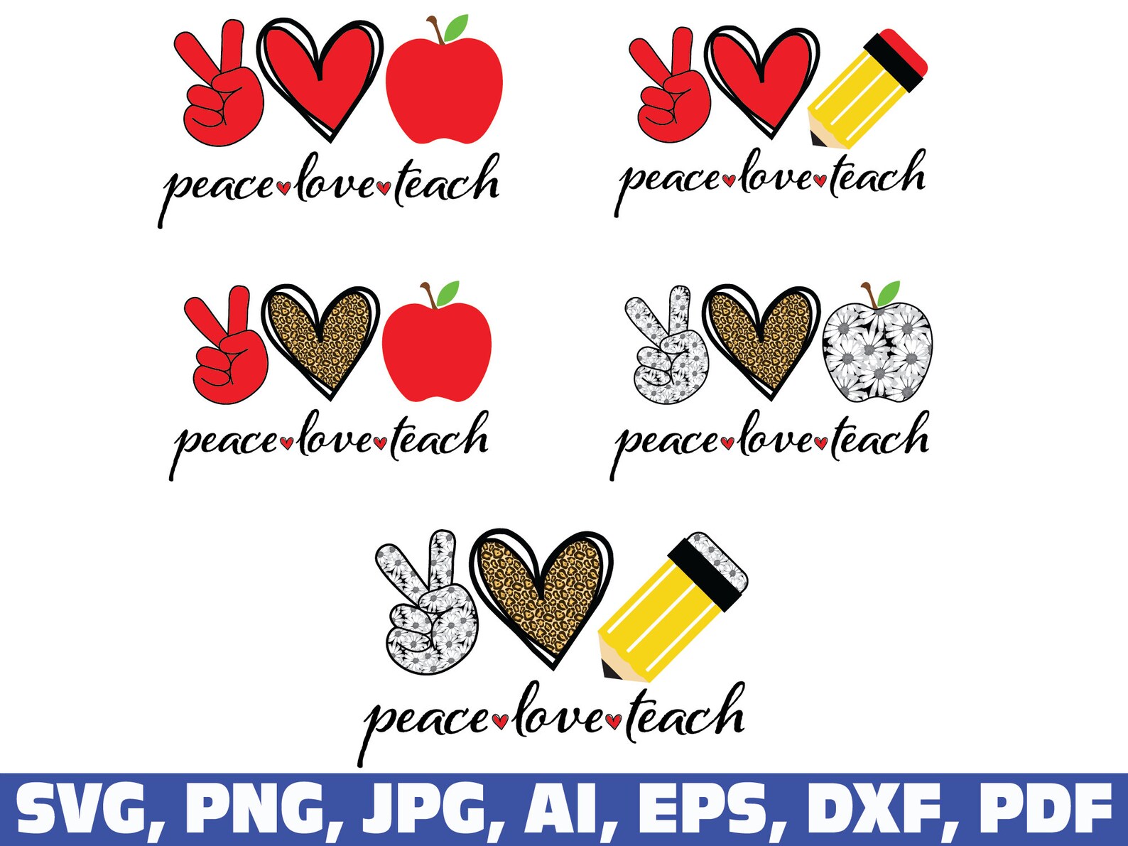 Peace Love Teach Svg Png Teacher Svg School Svg Teach Love - Etsy