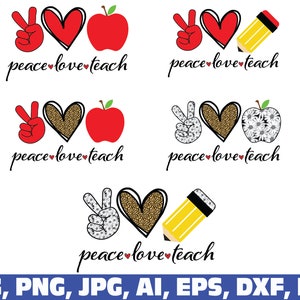 Peace Love Teach Svg Png, Teacher Svg, School Svg, Teach Love Inspire ...