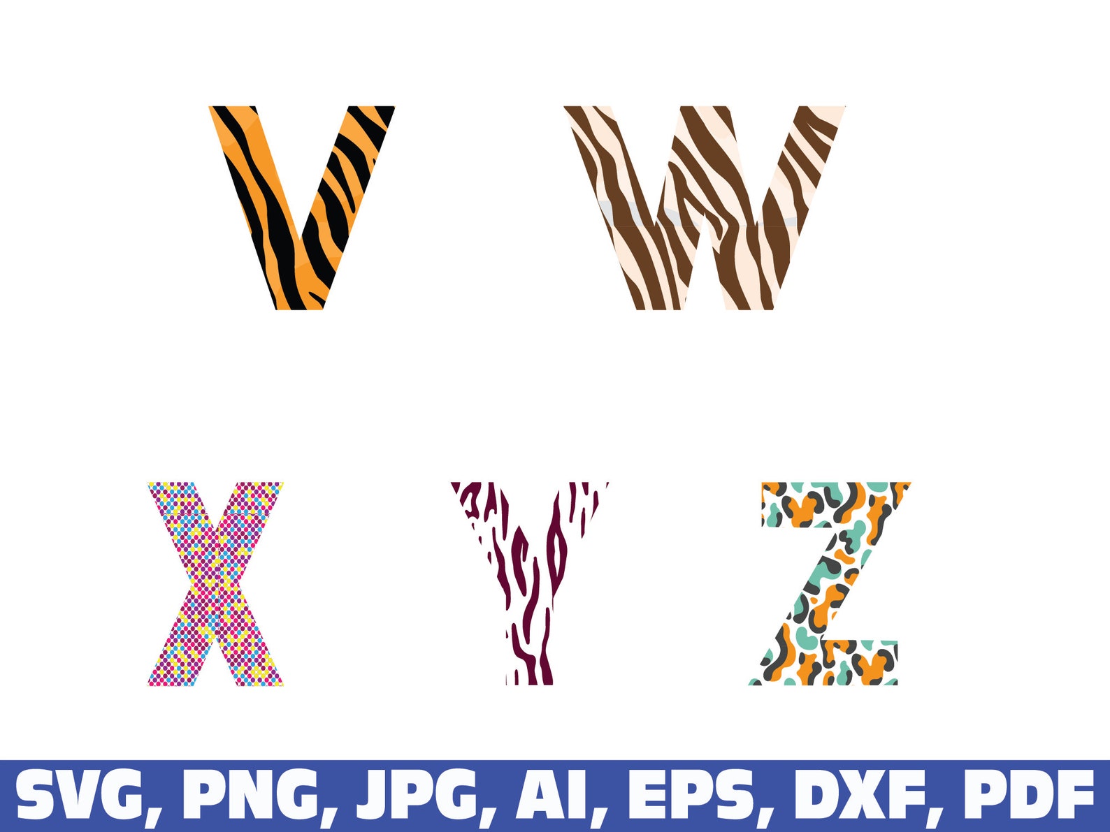 Animal Pattern Monogram Svg Split Monogram Alphabet SVG | Etsy