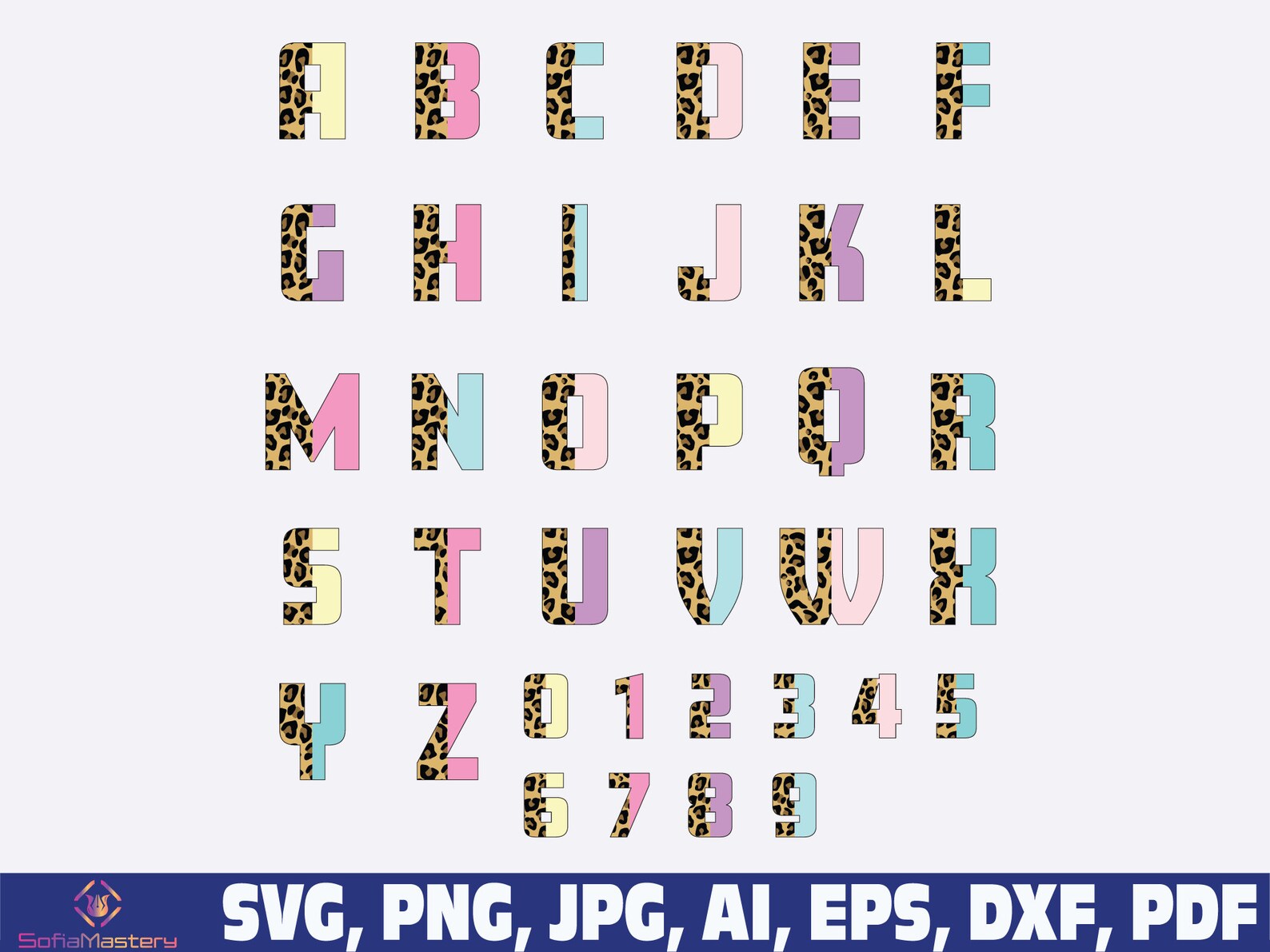 Half Leopard Font Svg Leopard Cheetah Half Print Font Letters - Etsy