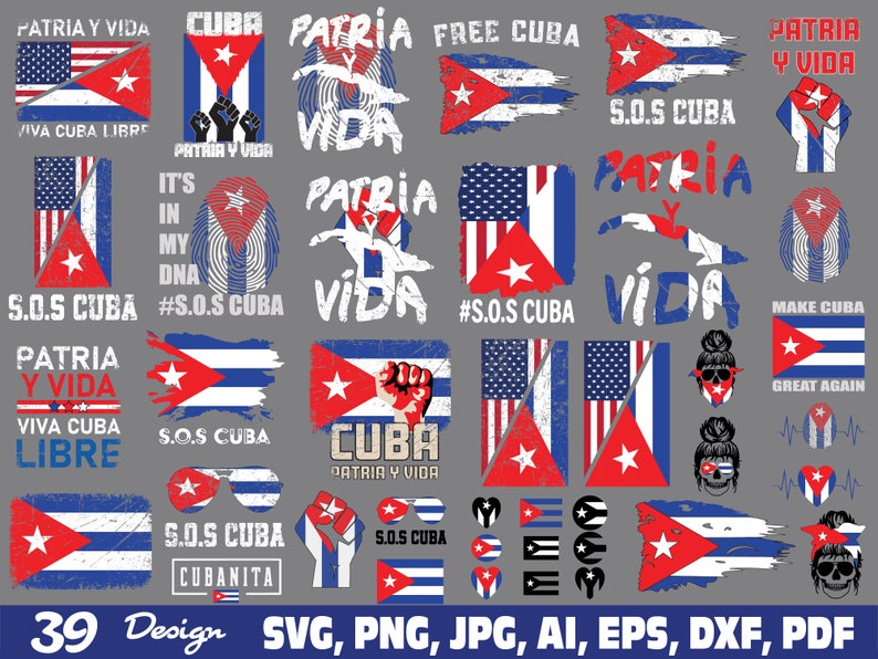 39 Patria Y Vida Cuba Cuban Svg Cuba American Flag Svg Free | Etsy UK