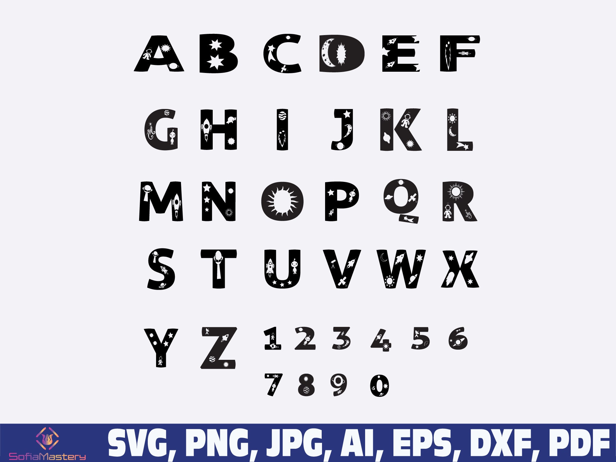 Space Alphabet Svg Alphabet Space Letters Fonts Svg Png - Etsy