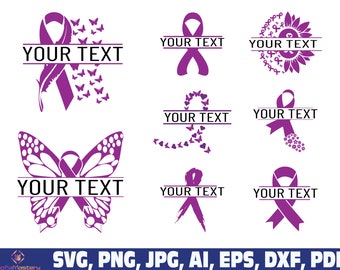 Cancer Ribbon Split Svg - Etsy