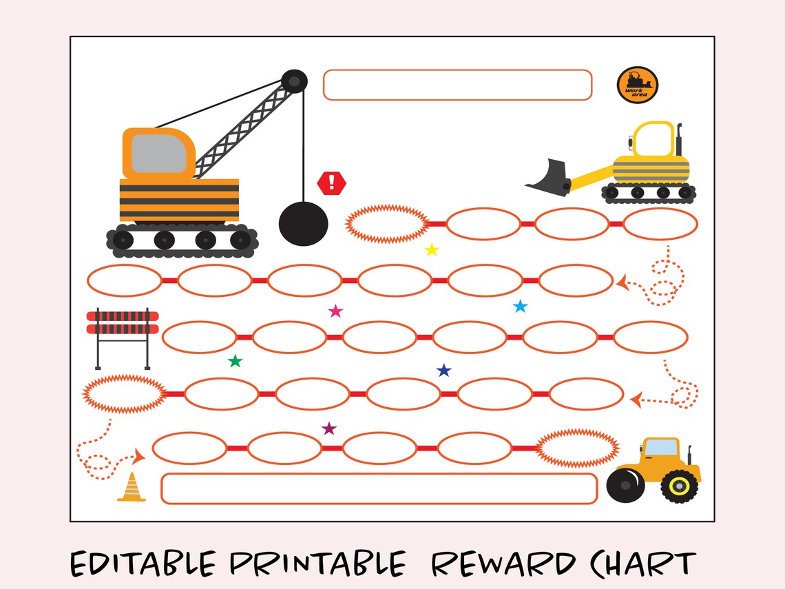 Editable Construction Reward Chart Printable Reward Chart - Etsy