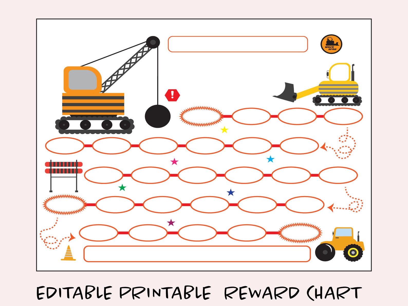 Editable Construction Reward Chart Printable Reward Chart - Etsy